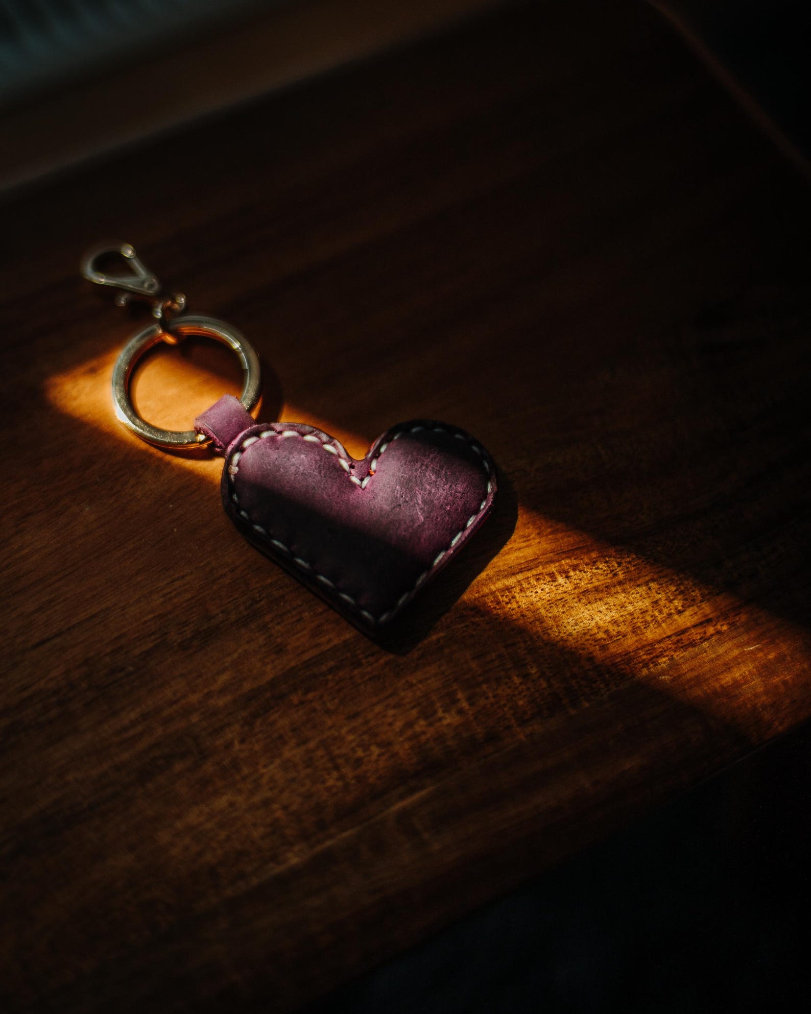 Handmade Leather Heart Keychain: Padded Bag Charm, Valentine's Gift - Etsy