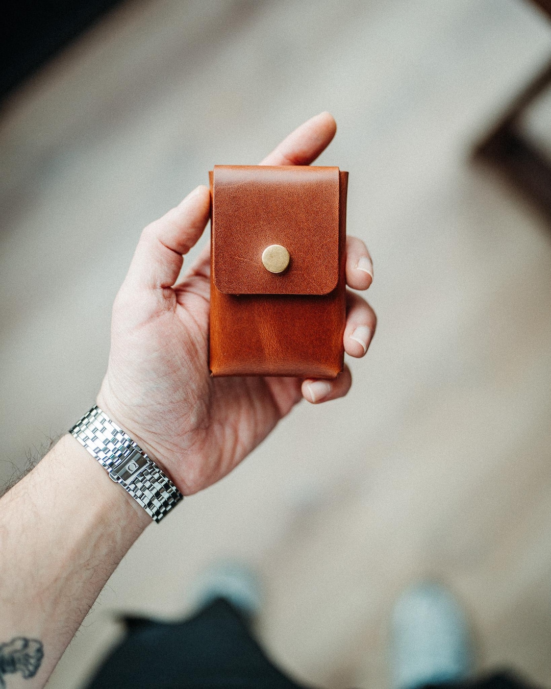 The Reeve Snap Gloss: Minimalist Leather Wallet With Mirror Finish - Etsy