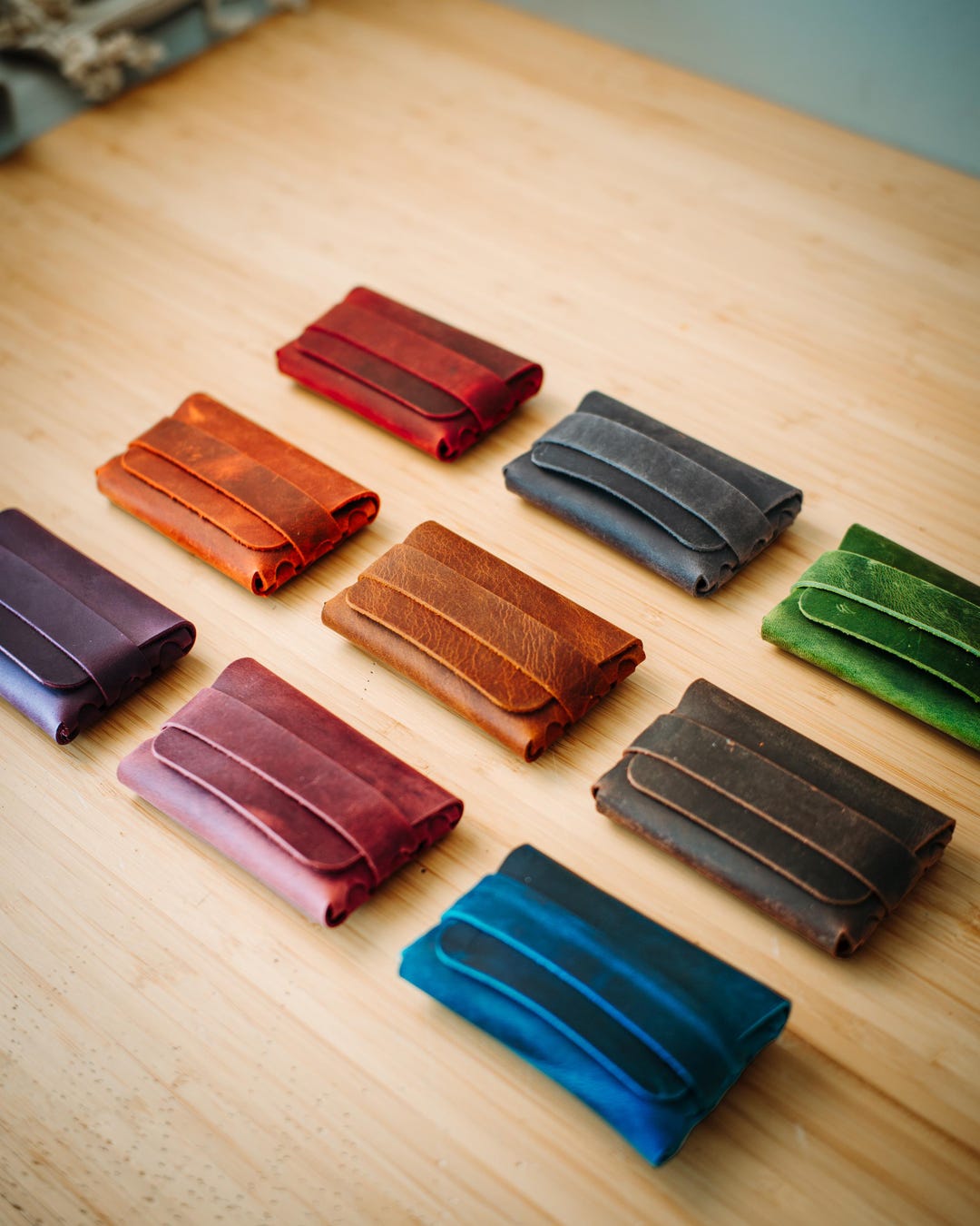 Double Color Leather Wallet – Soft Leather Edition, Handmade Minimalist ...