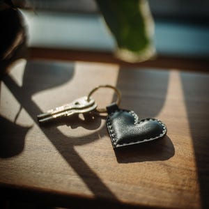 Handmade Leather Heart Keychain: Padded Bag Charm, Valentine's Gift - Etsy