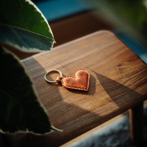 Handmade Leather Heart Keychain: Padded Bag Charm, Valentine's Gift - Etsy