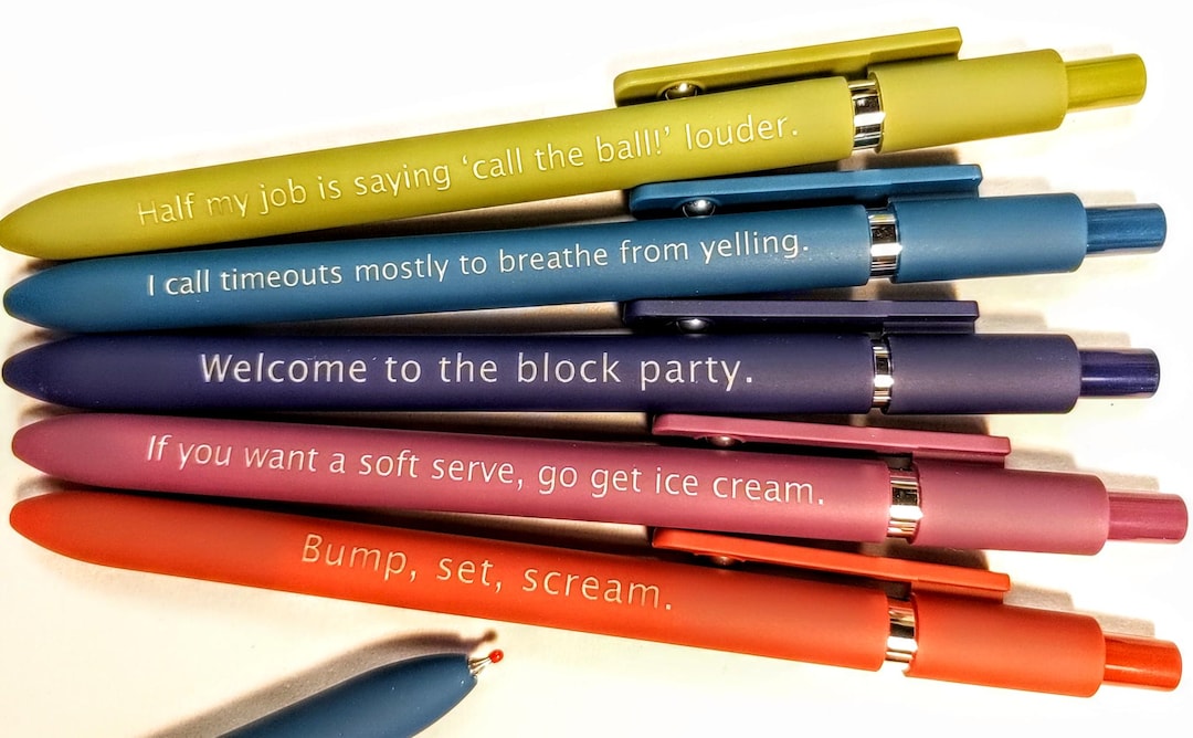 Volleyball Coach Personalized Pens｜set of 5 Custom Laser Engraved Soft ...