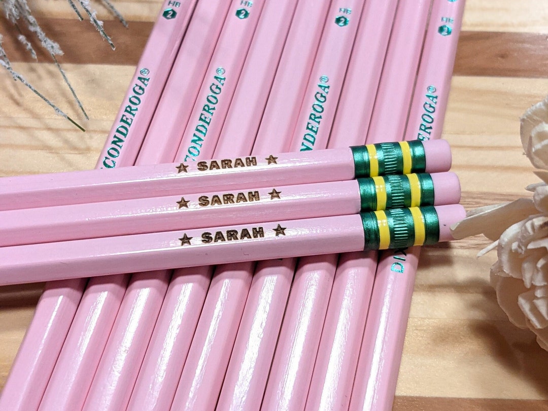 ALL PINK Personalized Pencils Ticonderoga Pastel Pre-sharpened Engraved ...