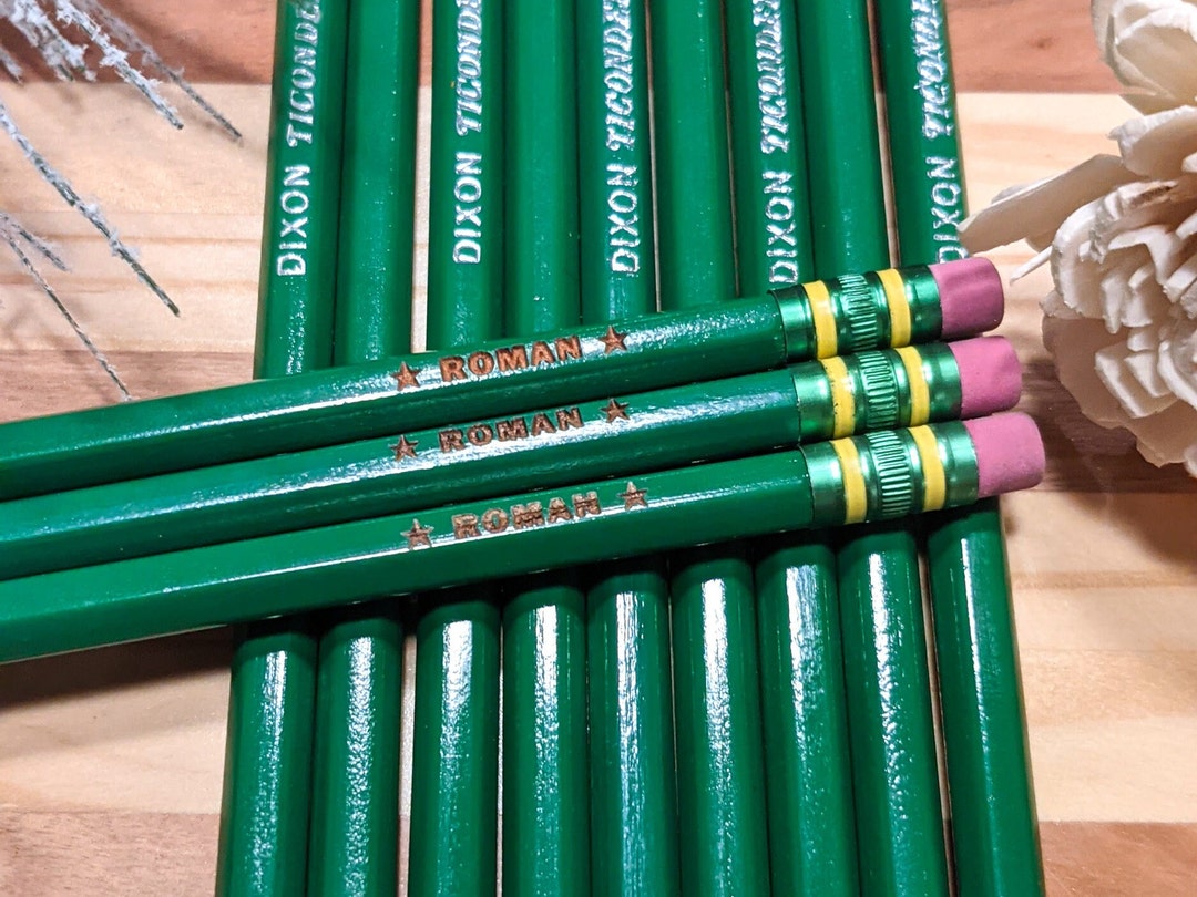 ALL GREEN Personalized Pencils Ticonderoga Pre-sharpened Engraved ...