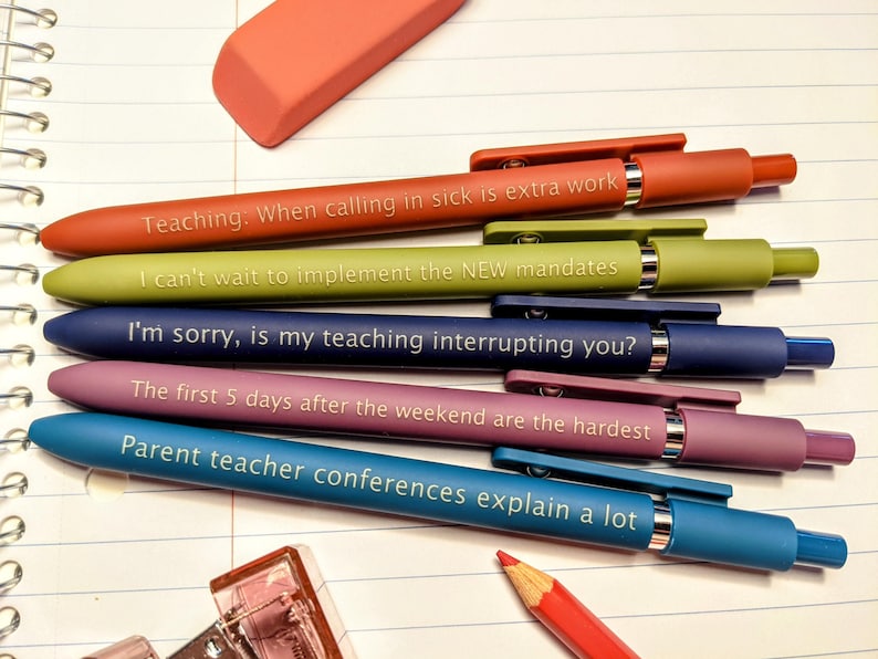 Teacher Personalized Pens｜set of 5 Custom Laser Engraved Soft Touch ...