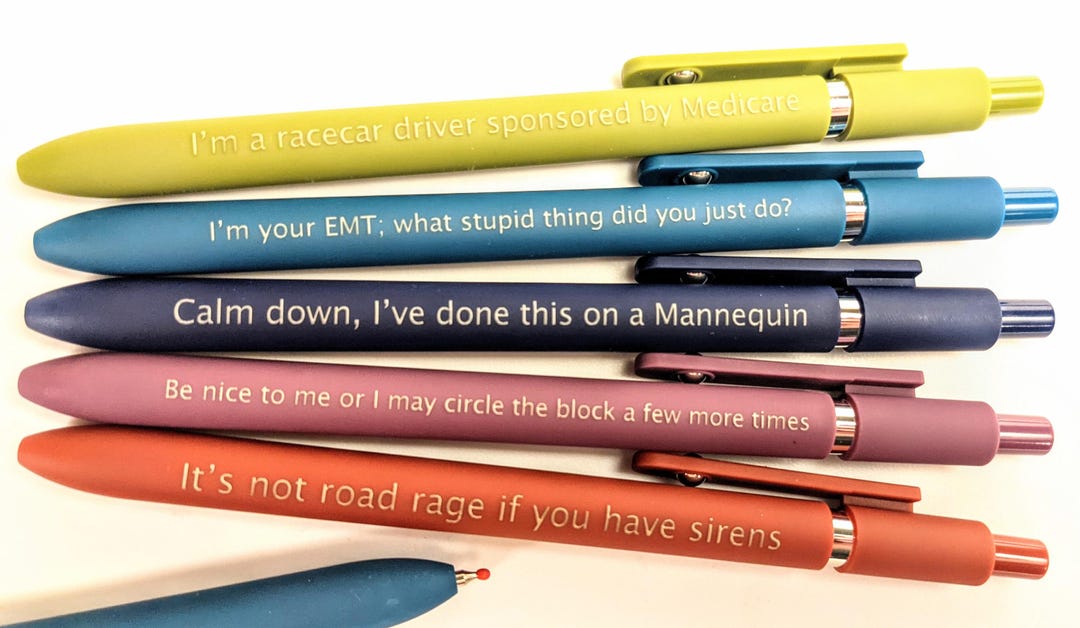 EMT Personalized Pens｜set of 5 Custom Laser Engraved Soft Touch Pens ...