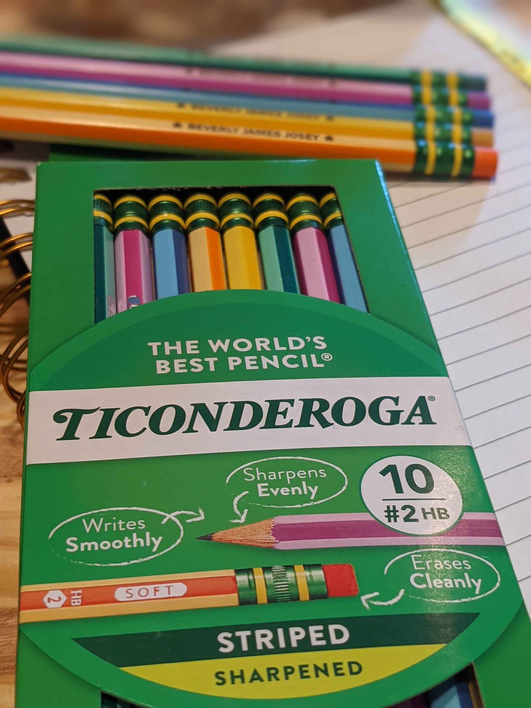 SHIPS FAST Personalized Ticonderoga Striped Pencils Wood 2 Pre ...