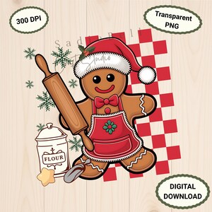 Gingerbread Man Christmas Clipart: Holiday Cookie Kitchen Art PNG ...