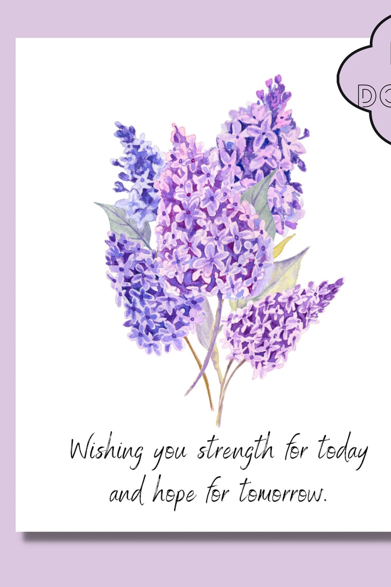 Purple Sympathy Card L Wishing for Strength and Hope L Purple Flowers L ...