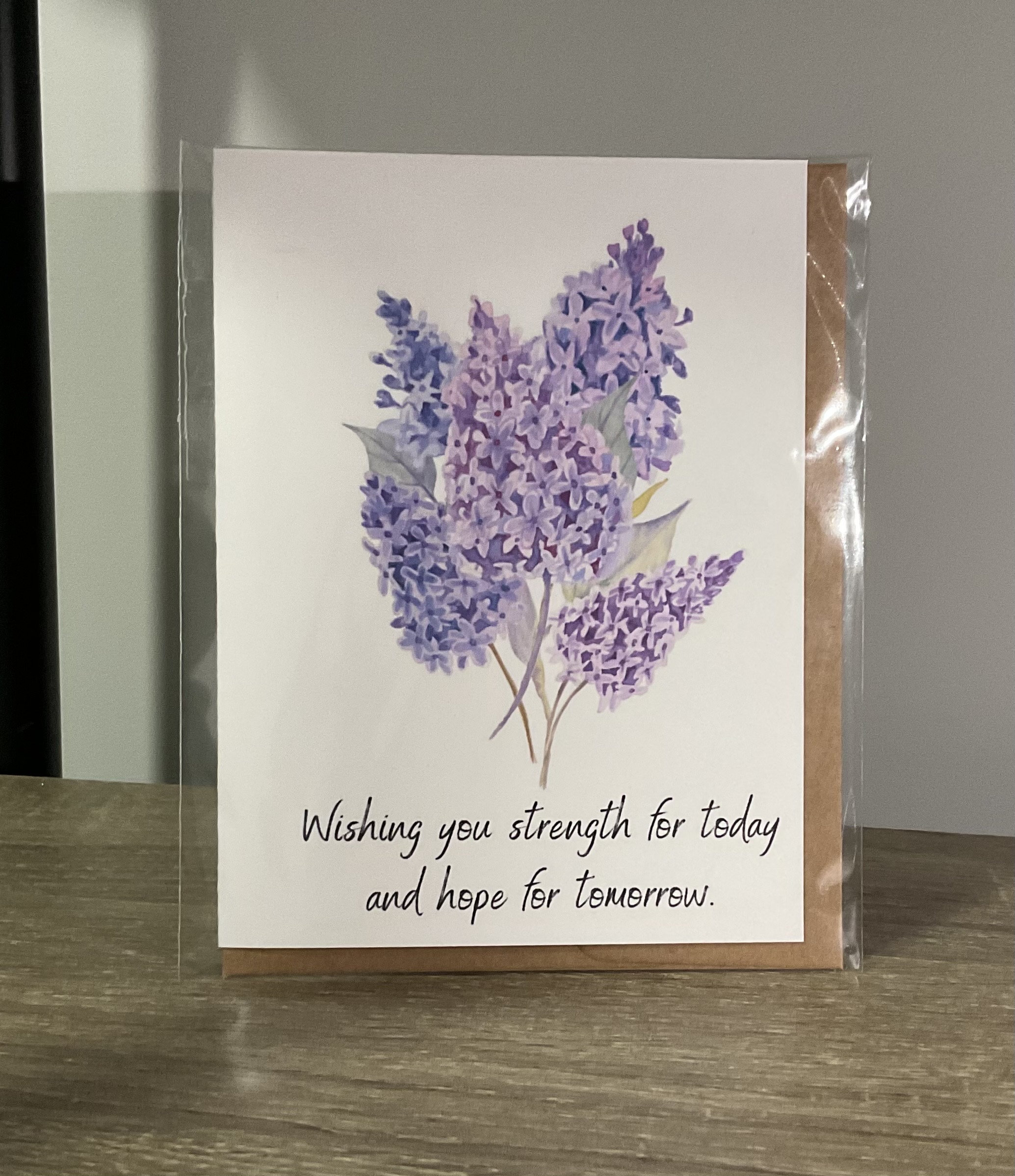 Purple Sympathy Card L Wishing for Strength and Hope L Purple Flowers L ...