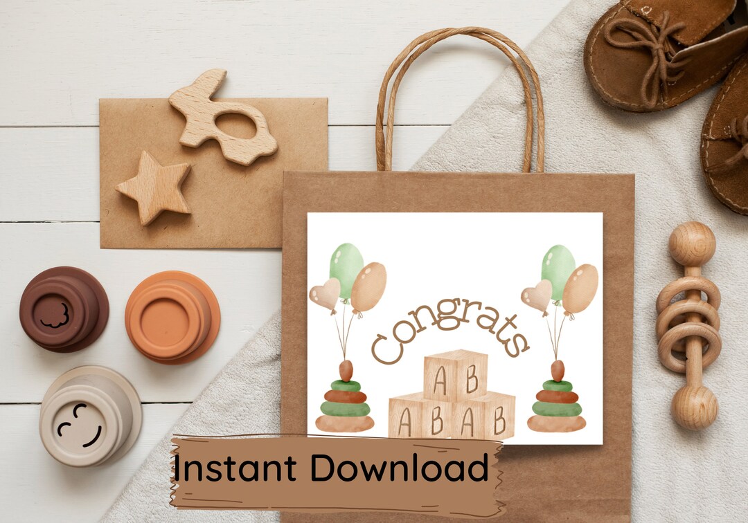 Printable Baby Congratulations Card | Baby Shower | Beige | Minimalist ...