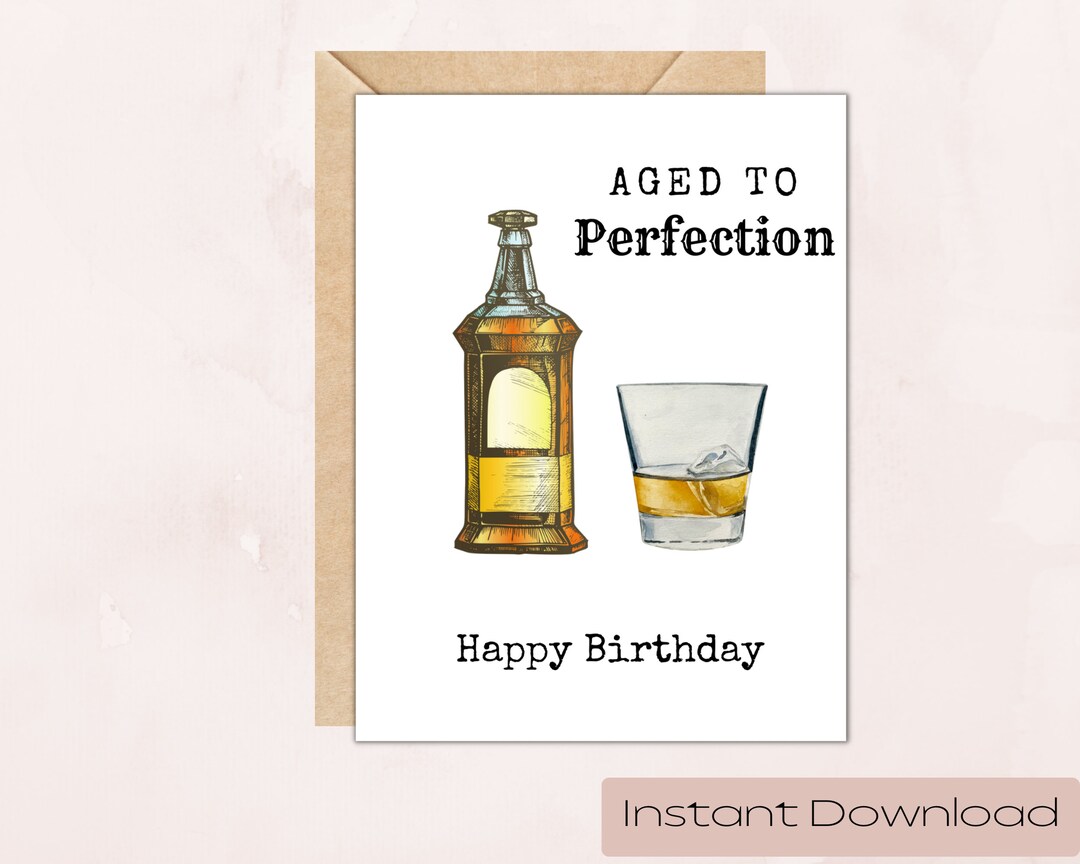 Whiskey Lovers Printable Birthday Card-digital A2 Card- Drinking Buddy ...