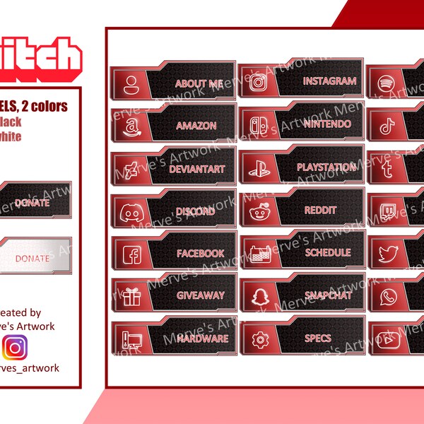 Twitch Panels Red and White - Etsy