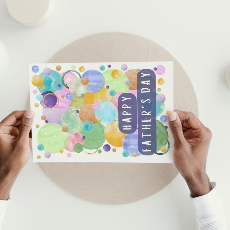 Printable Bubble Happy Father's Day Card, Father's Day Card, Watercolor ...