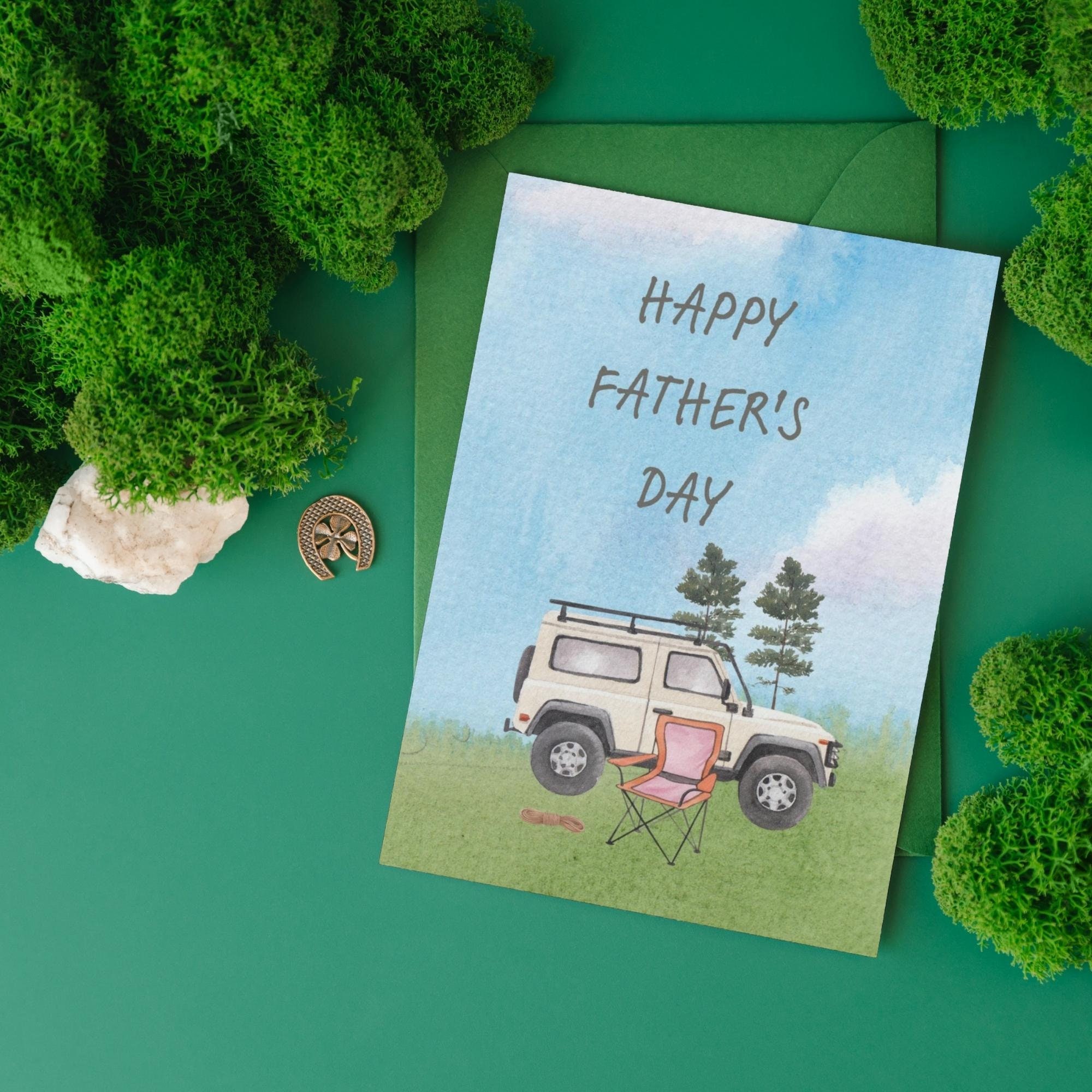 Camping Father's Day Card, Camper Card, Happy Father's Day Card for Dad ...