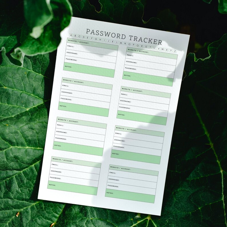 Printable Password Log, Password Tracker, Password Book, Password ...