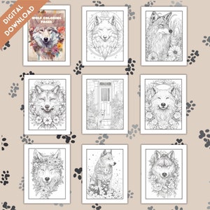 25 Wolf Coloring Pages for Adults, Printable Pdf, Instant Download, for ...