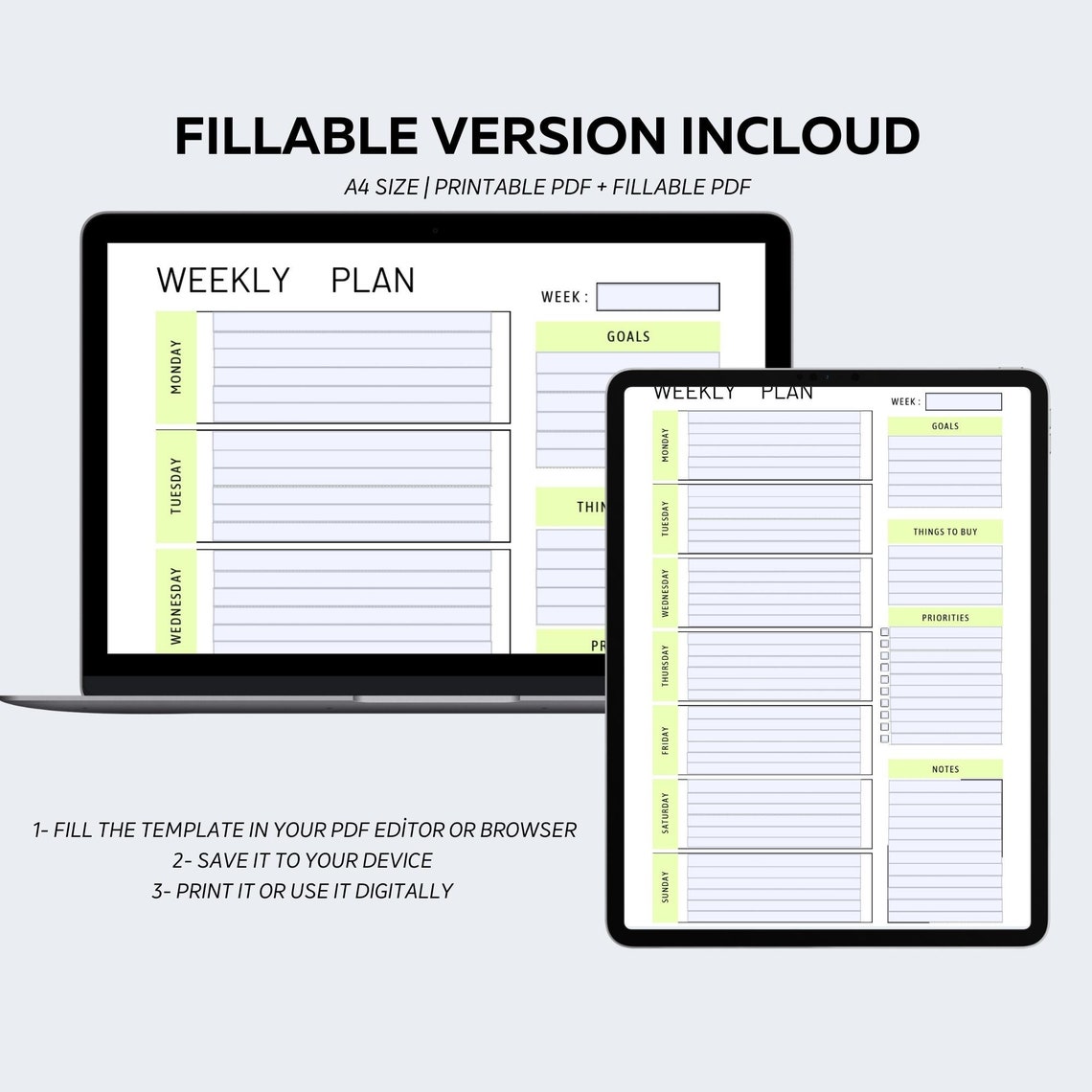 Weekly Planner Printable to Do List, Minimal Weekly Schedule, Weekly ...