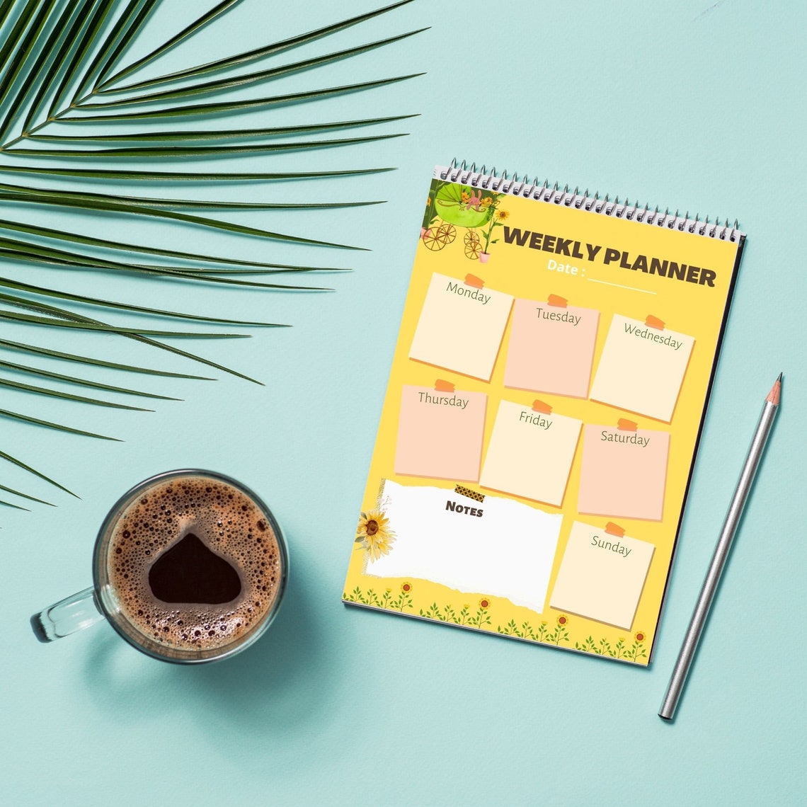 Weekly Planner Printable, Minimalist Weekly Schedule, Sunflower Weekly ...