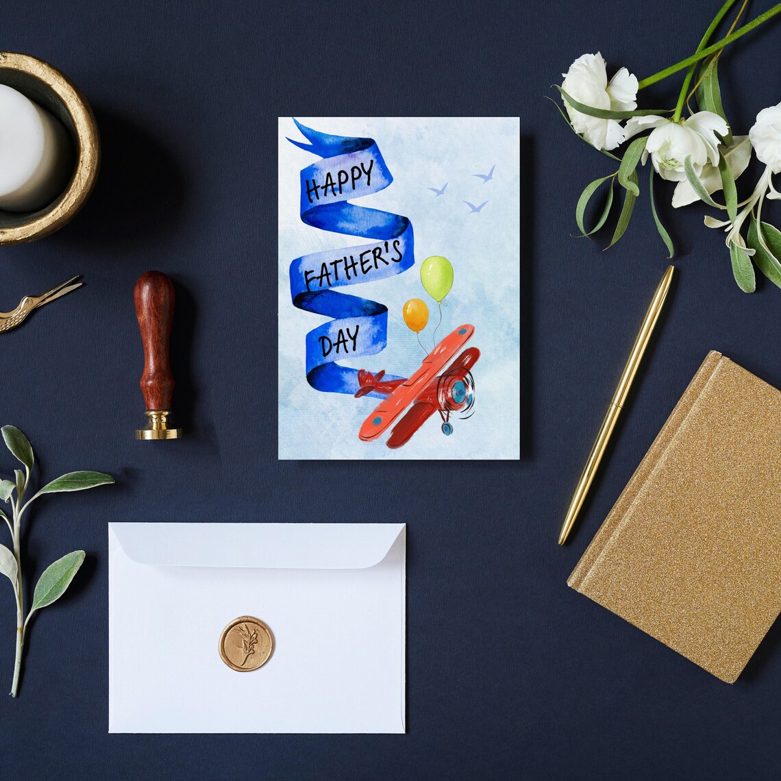 Printable Happy Father's Day Card, Plane Card, Sun Card, Funny Father's ...