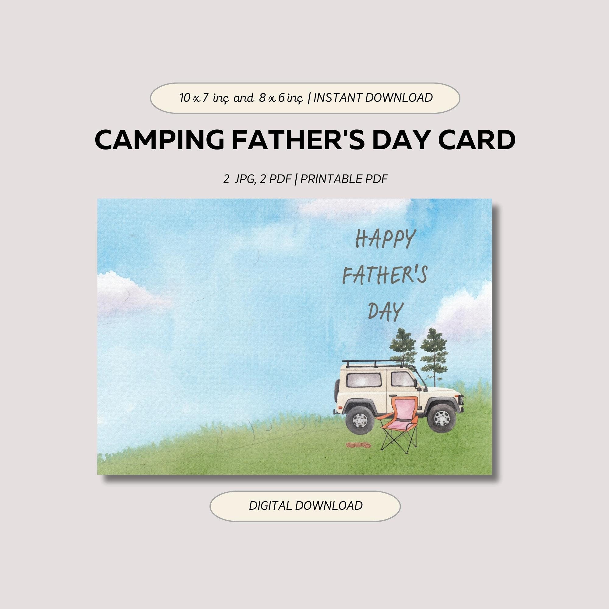 Camping Father's Day Card, Camper Card, Happy Father's Day Card for Dad ...