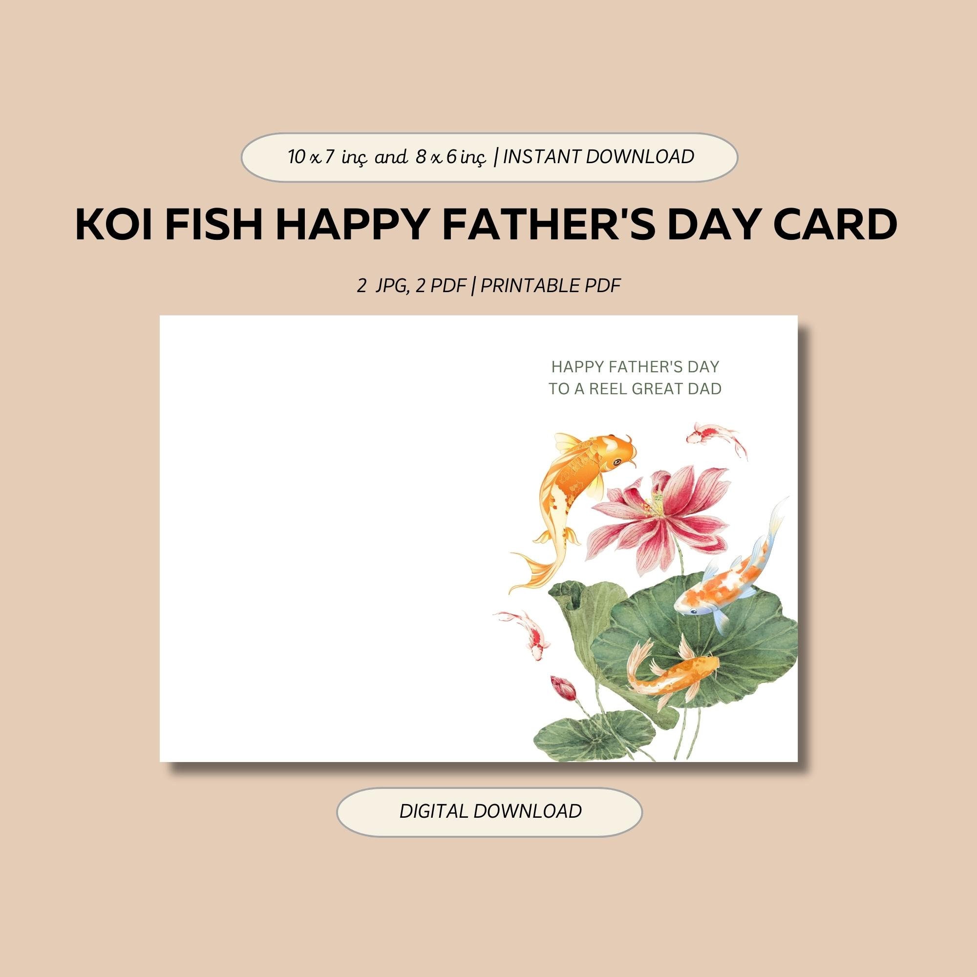 Printable Koi Fish Father's Day Card, Happy Father's Day Card, Koi Card ...