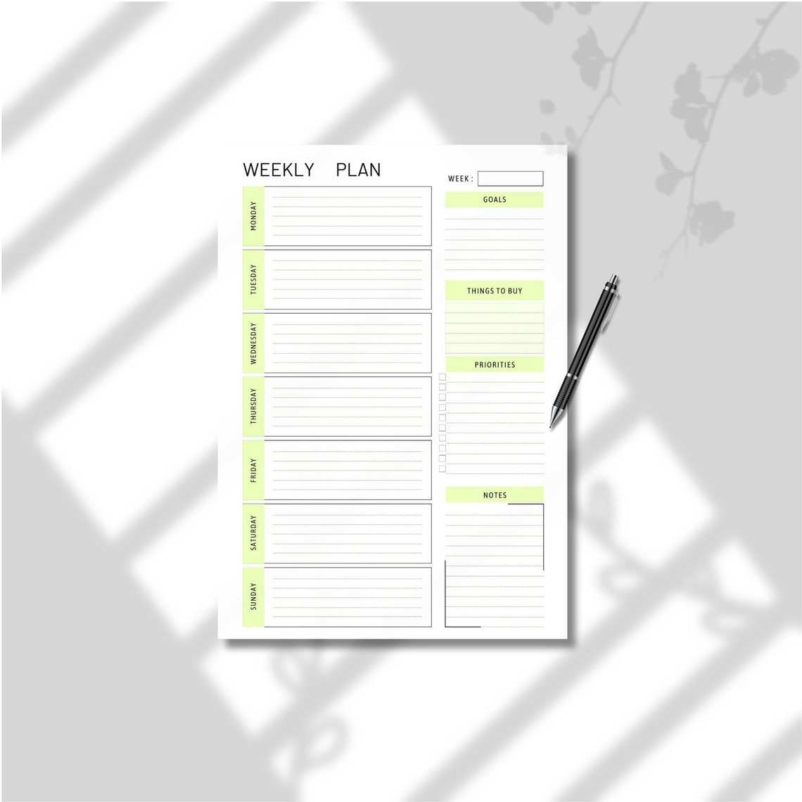 Weekly Planner Printable to Do List, Minimal Weekly Schedule, Weekly ...