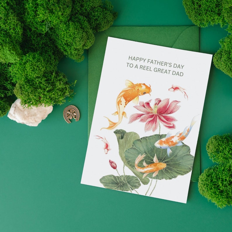 Printable Koi Fish Father's Day Card, Happy Father's Day Card, Koi Card ...