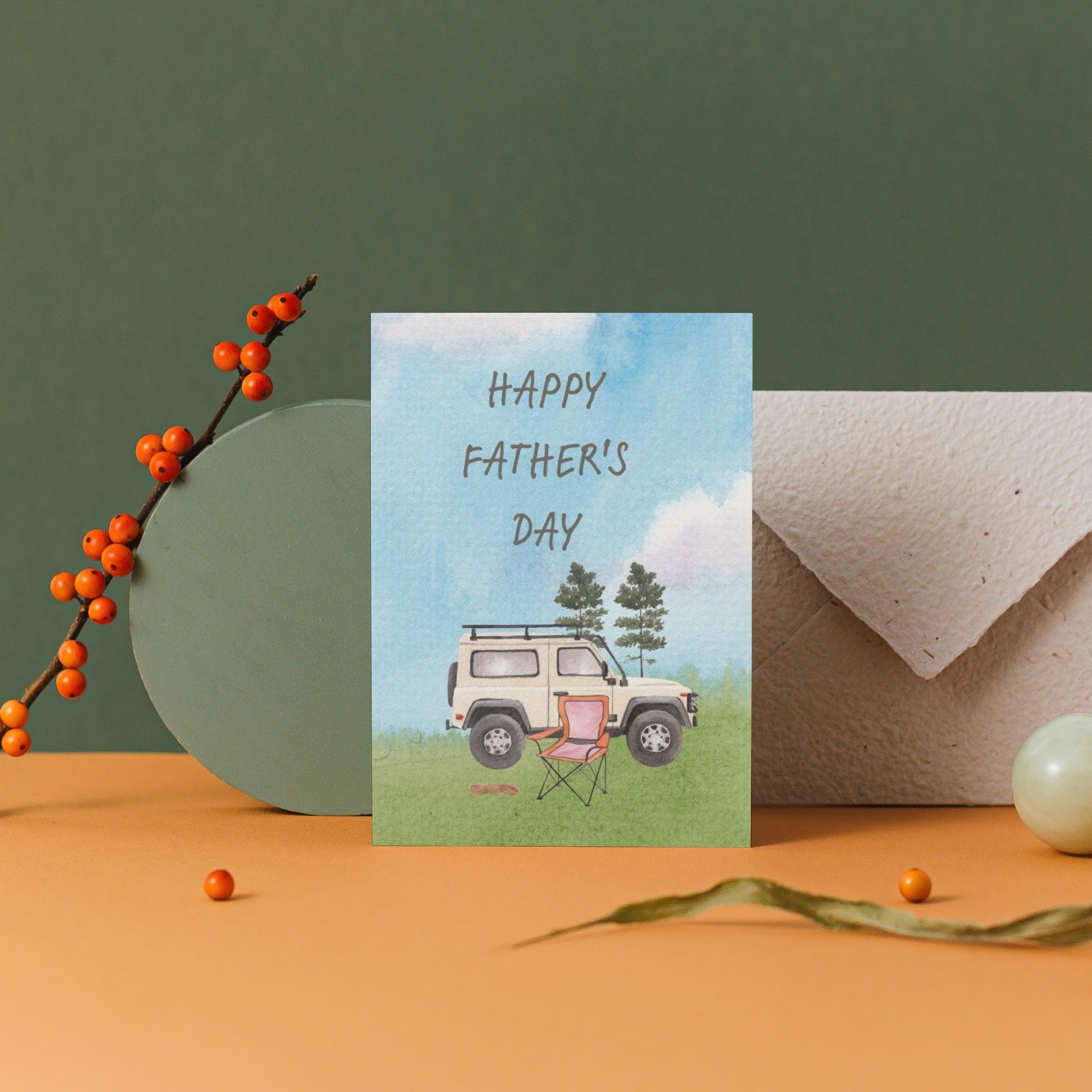 Camping Father's Day Card, Camper Card, Happy Father's Day Card for Dad ...