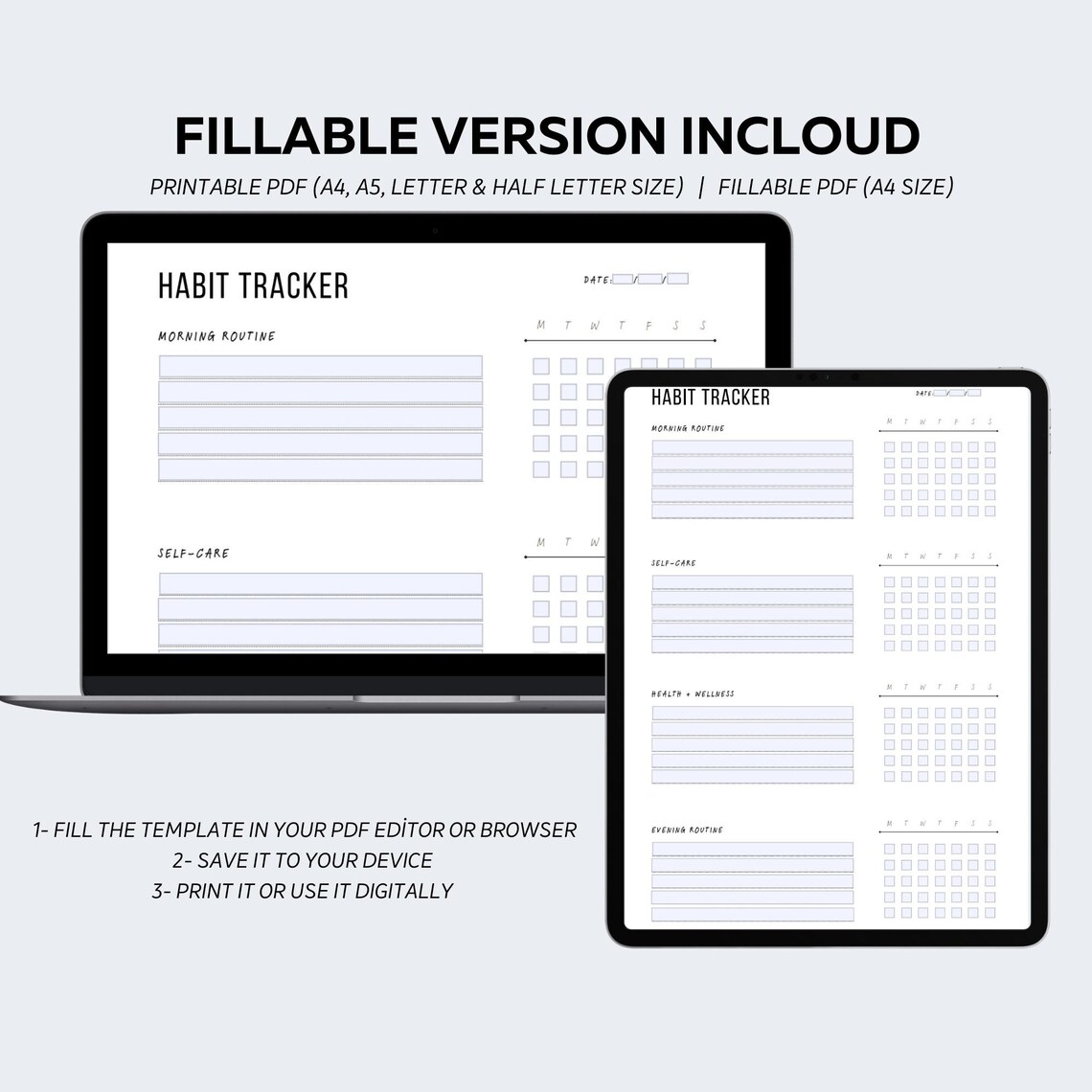 Weekly Habit Tracker Daily Routine Planner Routine - Etsy
