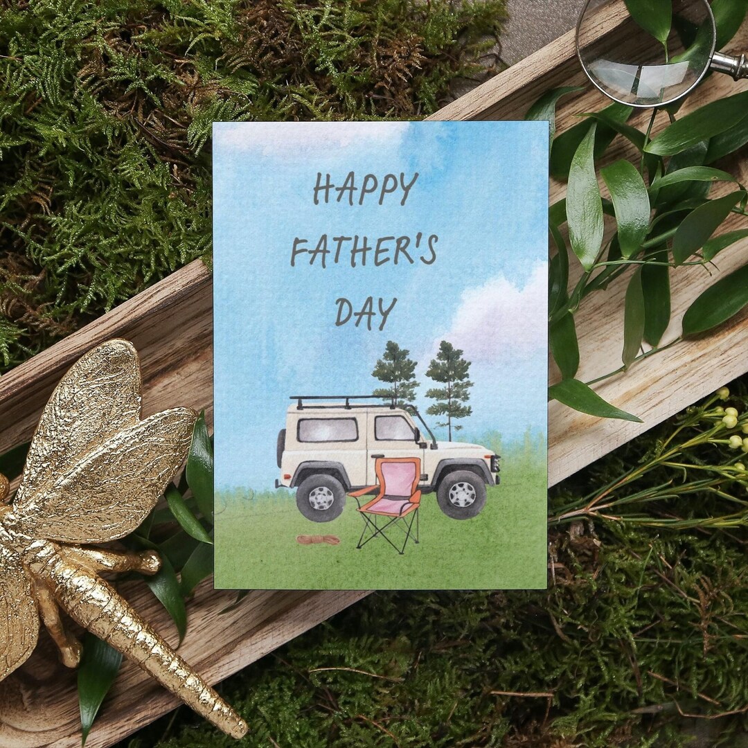 Camping Father's Day Card, Camper Card, Happy Father's Day Card for Dad ...