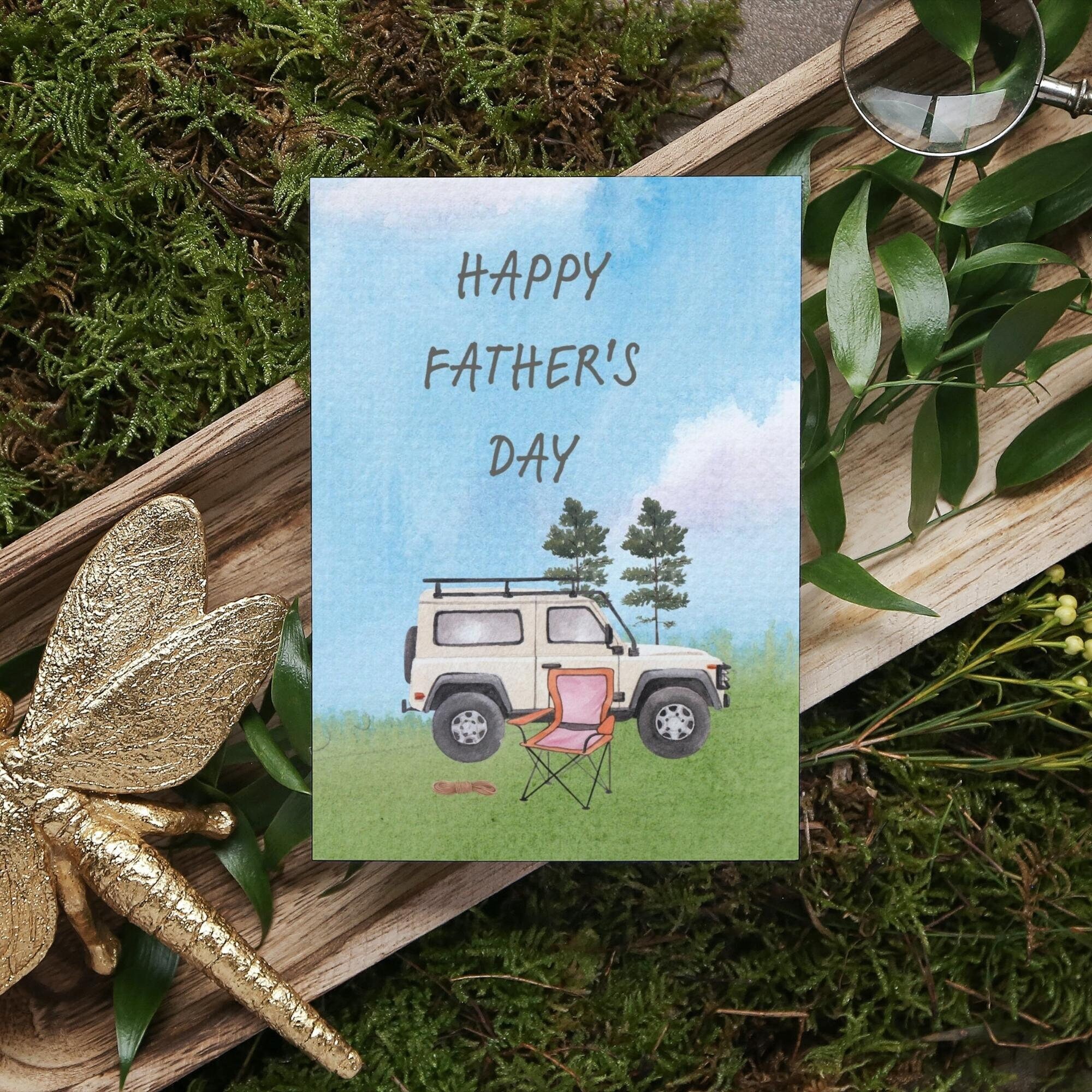 Camping Father's Day Card, Camper Card, Happy Father's Day Card for Dad ...