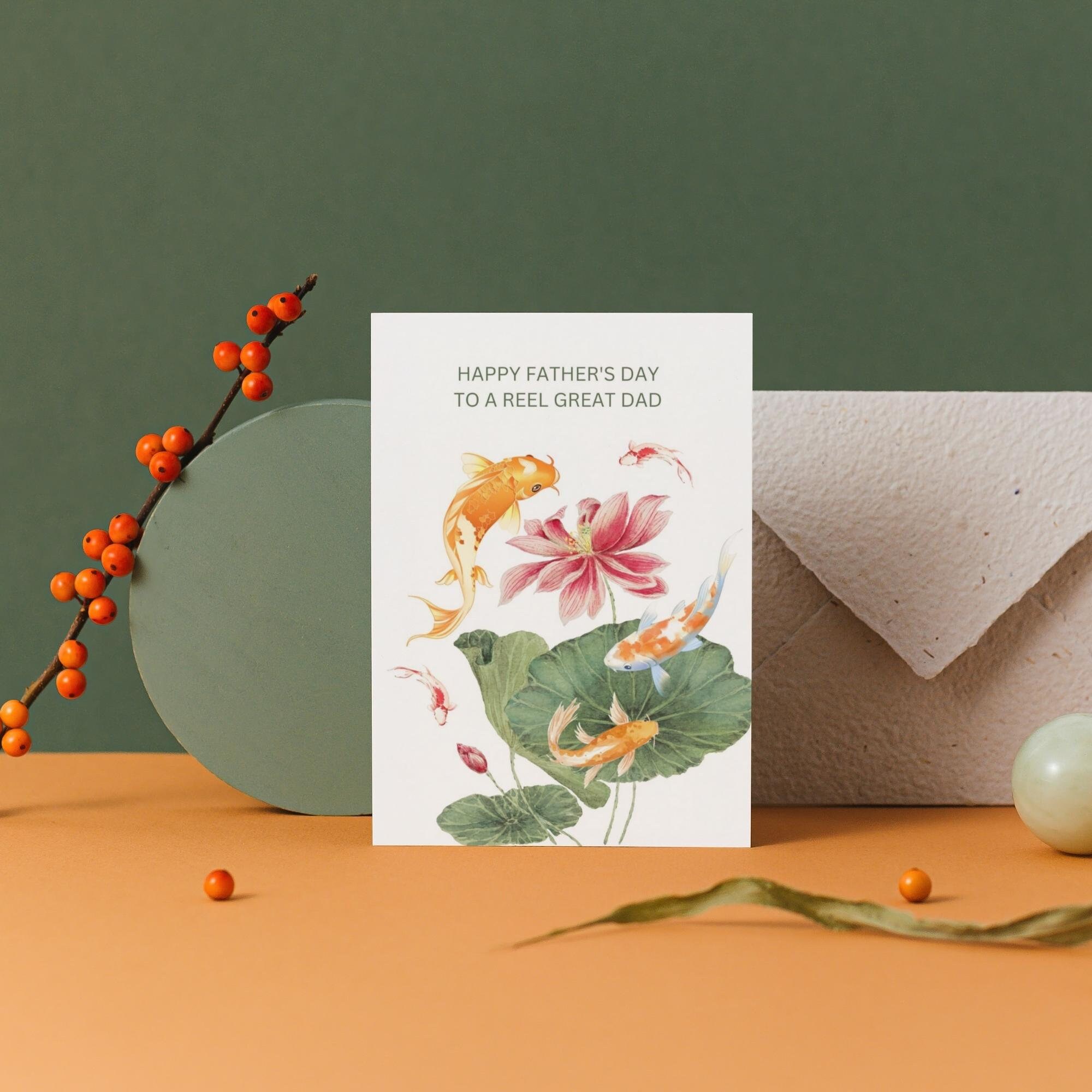 Printable Koi Fish Father's Day Card, Happy Father's Day Card, Koi Card ...