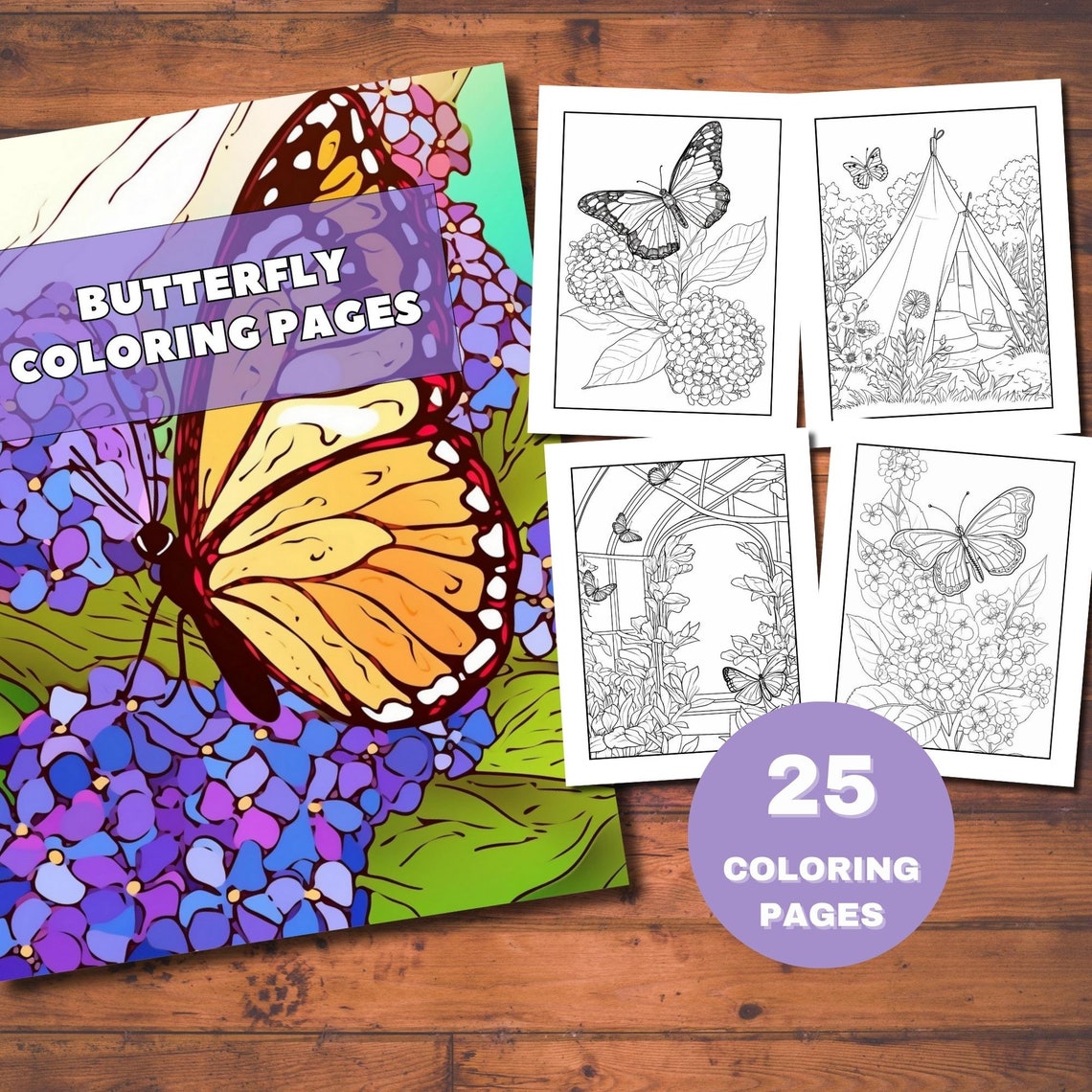 Butterfly Coloring Pages for Adults and Kids, 25 Page Butterflies and ...