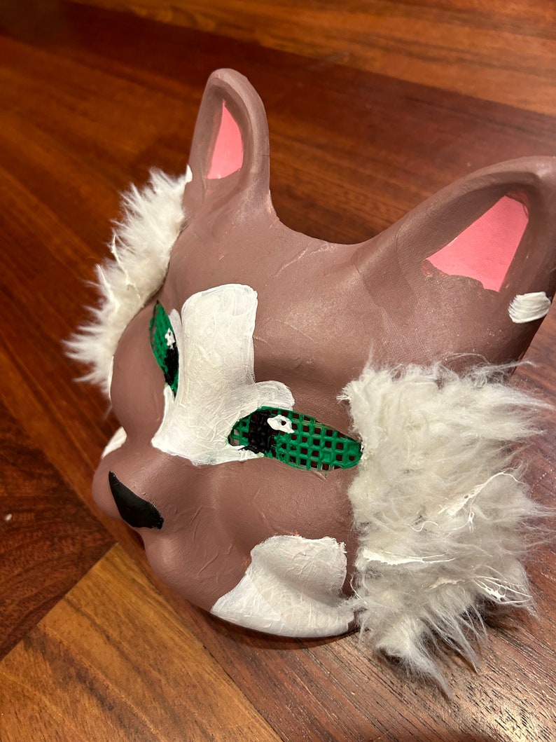 Light Brown and White Cat Mask or Fox Mask With Green Eyes and Fur. - Etsy