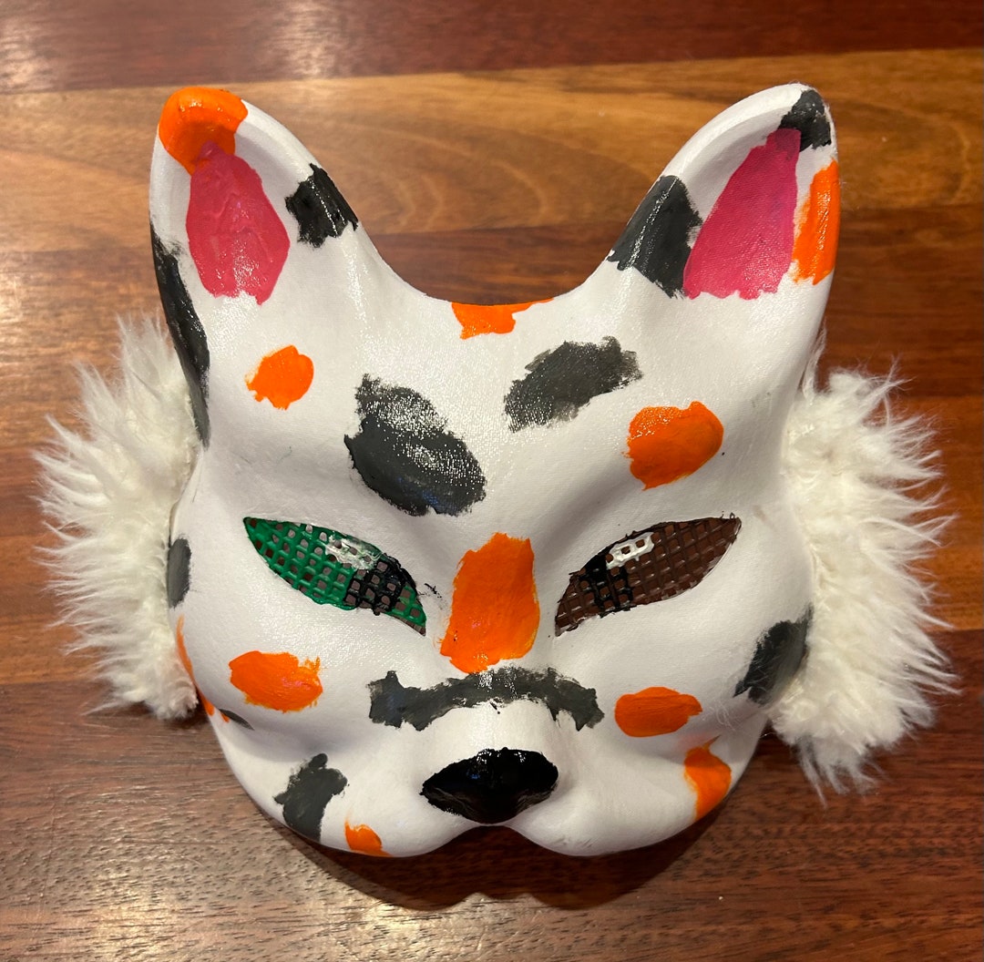 Orange, Grey and White Fox Mask or Cat Mask - Etsy