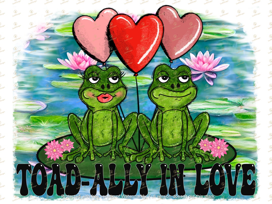Toad-ally in Love, Valentine's Day, Frogs, Heart Balloon, Lilly Pad ...