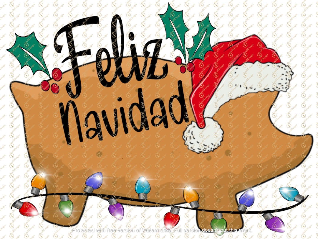 Feliz Navidad Festive Marranito, Santa Hat, Mexican Holiday, Mexican ...