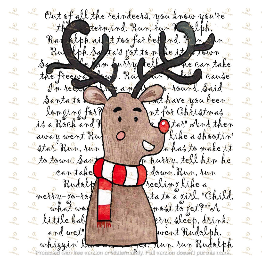 Run Rudolph Run PNG for Sublimation. Rudolph Red Nose Reindeer ...
