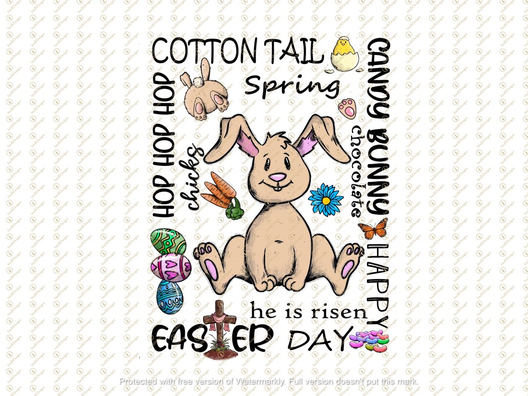 Tan Bunny Easter Square Word Art. Cotton Tail, Jesus, Religious, Jelly ...