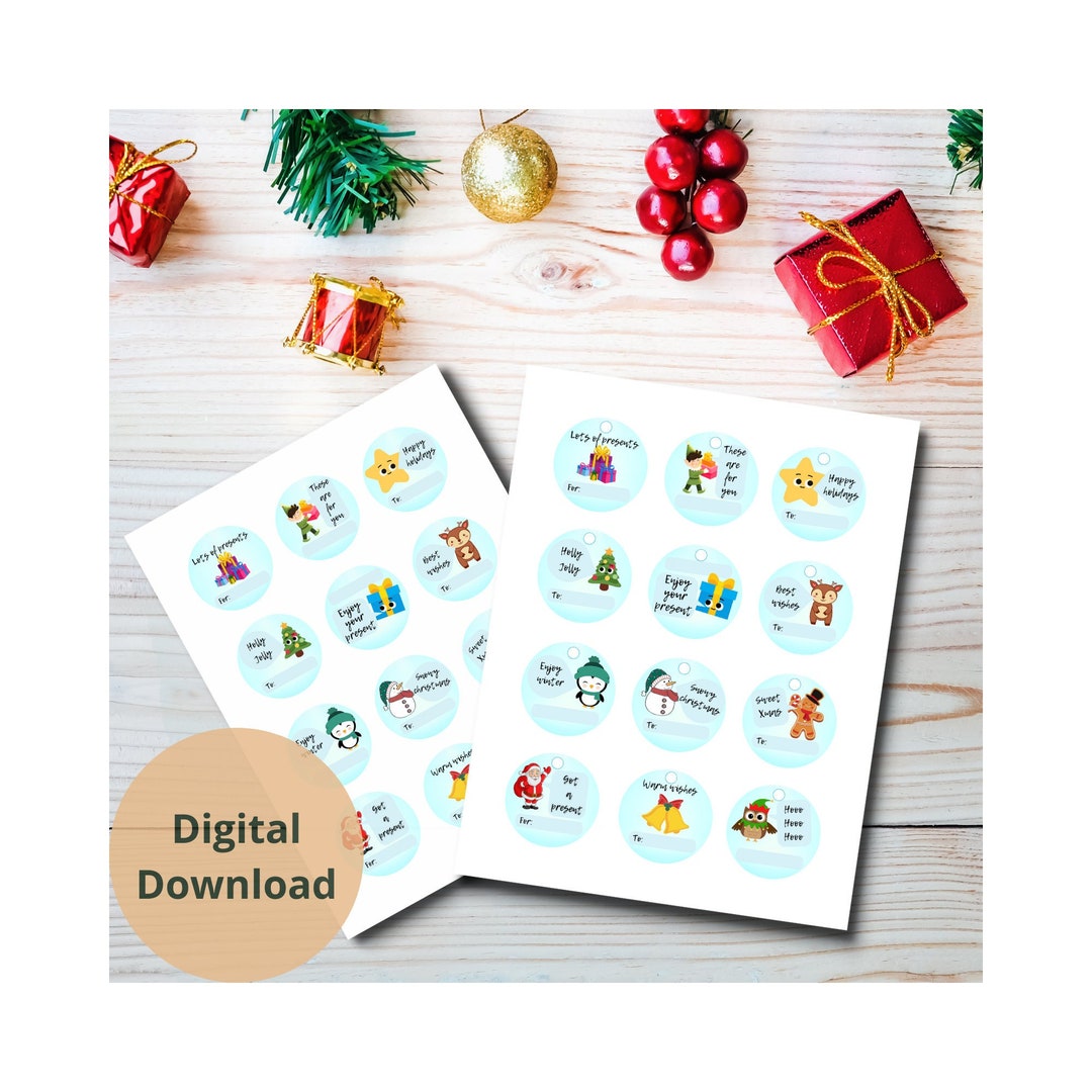 Printable Christmas Gift Tags, Holiday Stickers (digital Download) - Etsy