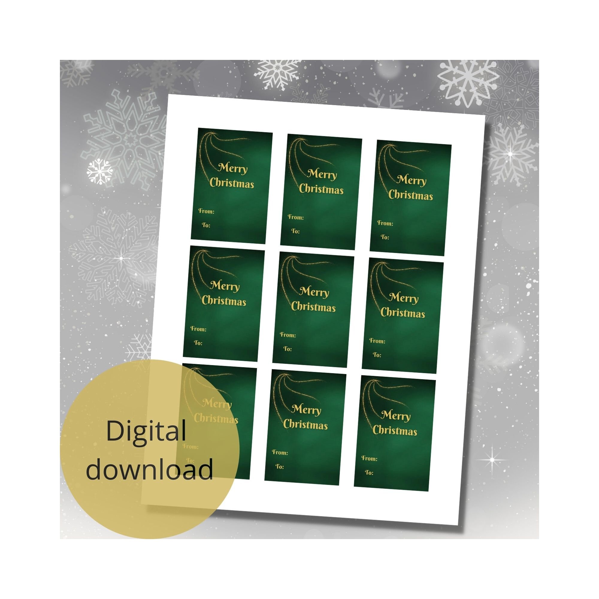 Emerald Green and Gold Gift Tags Printable Christmas Labels - Etsy