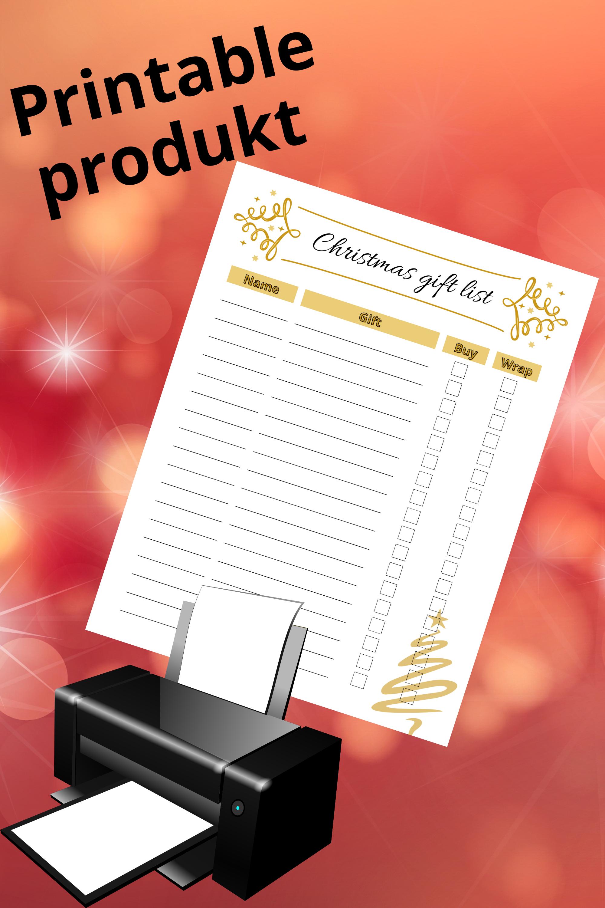 Christmas Gift List, Check List,printable Holiday, Gift Planner ...