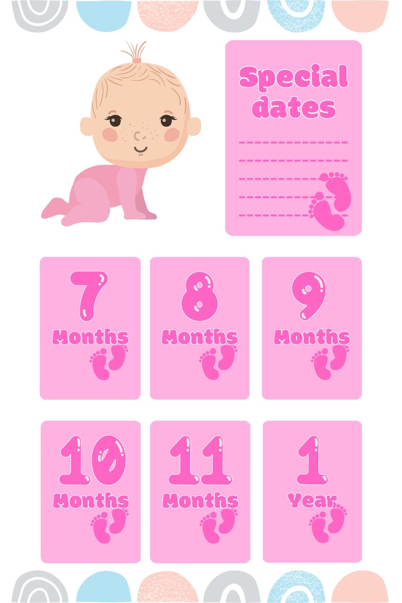 Baby Girl Milestone Cards Printable, Baby Shower Gift, New Baby ...