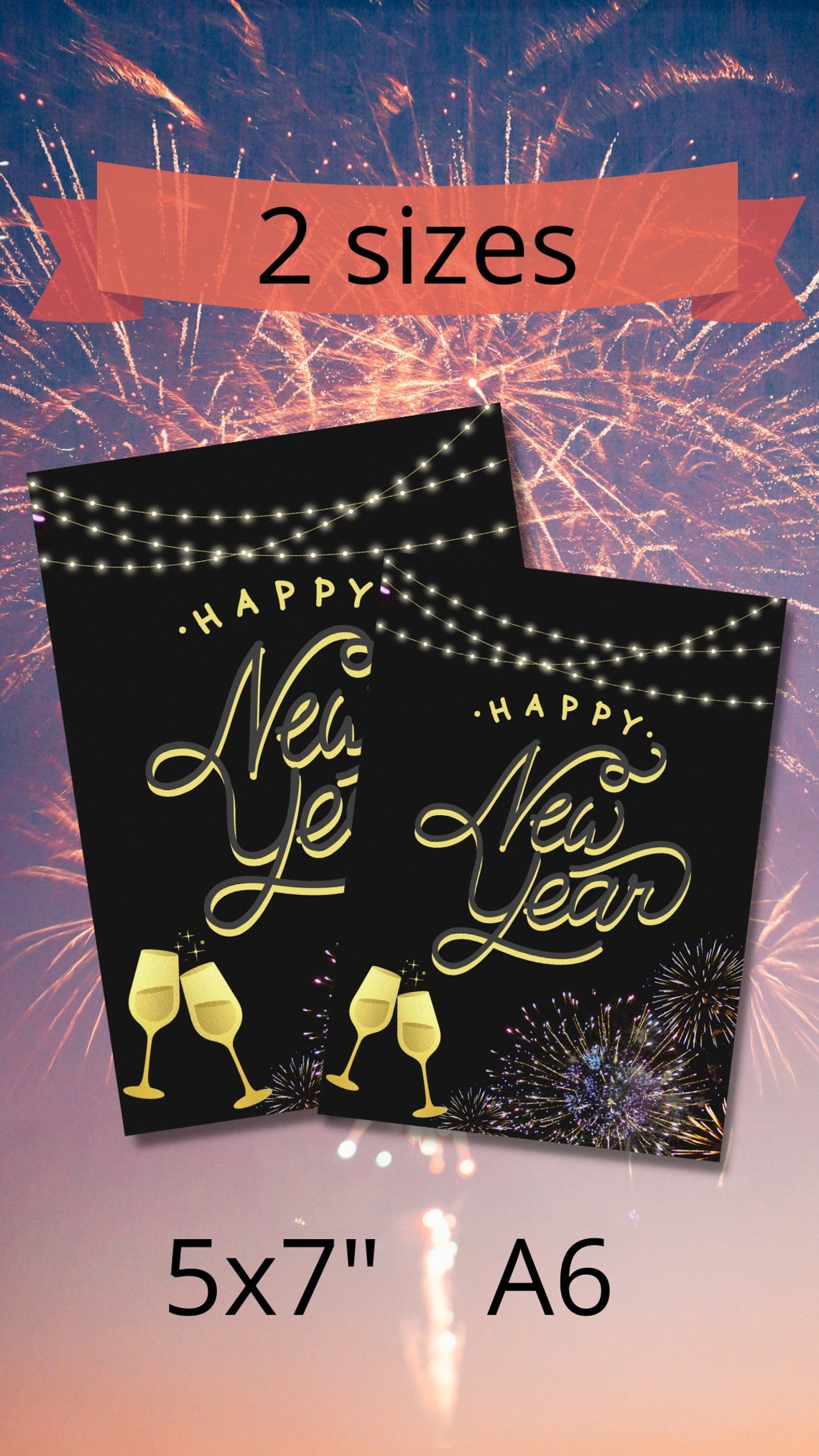 Happy New Year Greeting Card Printable, Holiday Greetings, Digital ...