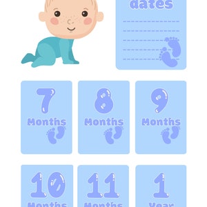Baby Boy Milestone Cards Printable, Baby Shower Gift, New Baby ...