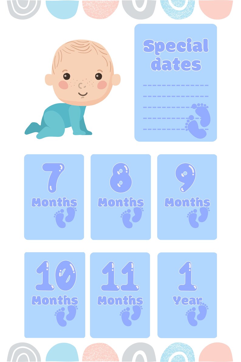 Baby Boy Milestone Cards Printable, Baby Shower Gift, New Baby ...