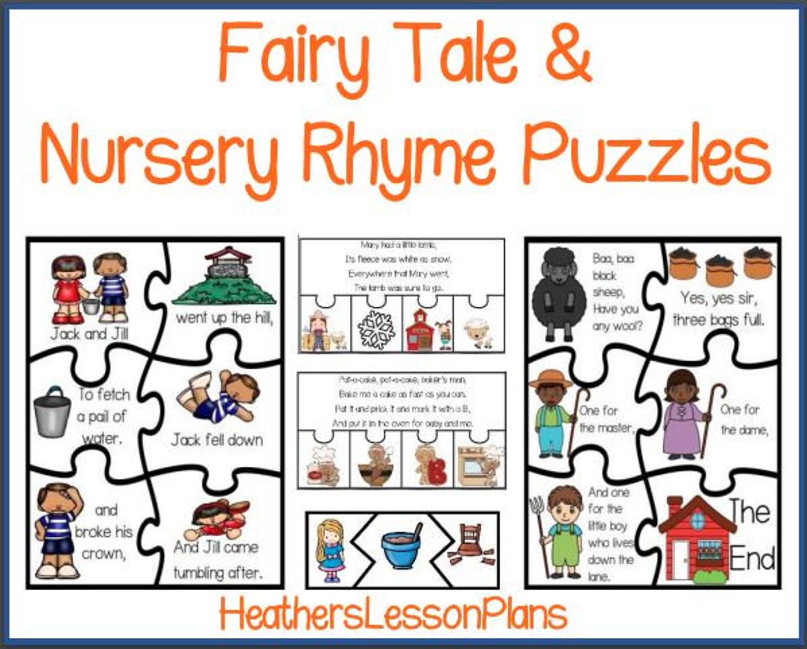 Fairy Tales and Nursery Rhymes Puzzles / Preschool / Homeschool ...