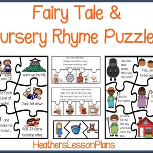 Fairy Tales and Nursery Rhymes Puzzles / Preschool / Homeschool ...