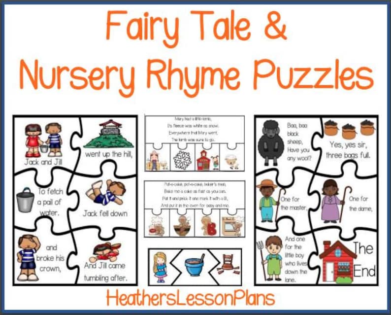 Fairy Tales and Nursery Rhymes Puzzles / Preschool / Homeschool ...